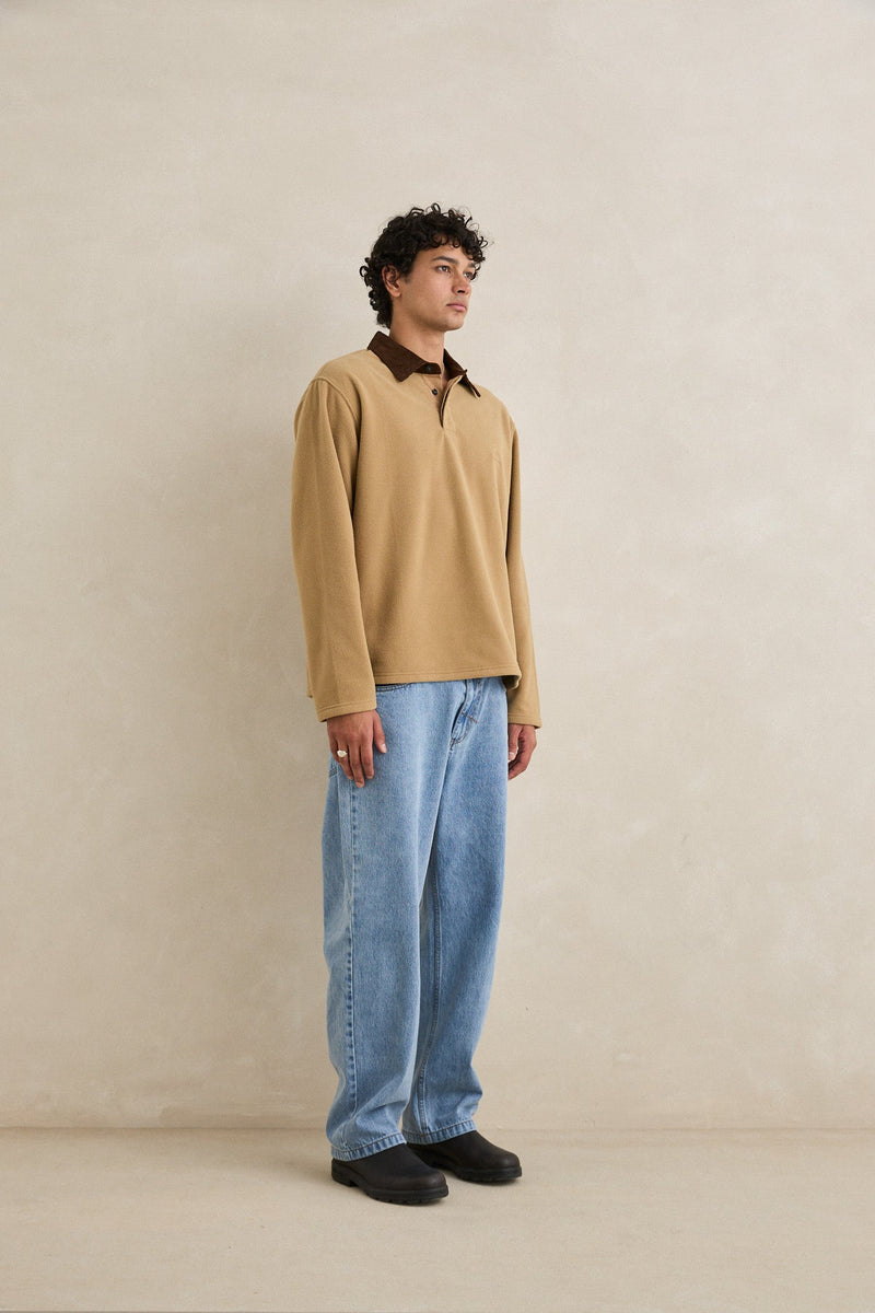 Awake Polar Fleece Polo Tobacco – Rhythm US