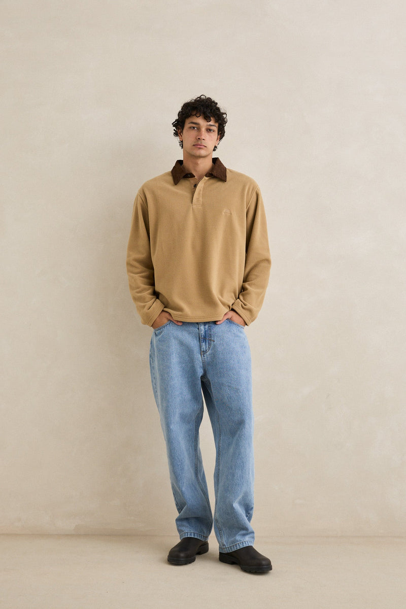 Awake Polar Fleece Polo Tobacco – Rhythm US