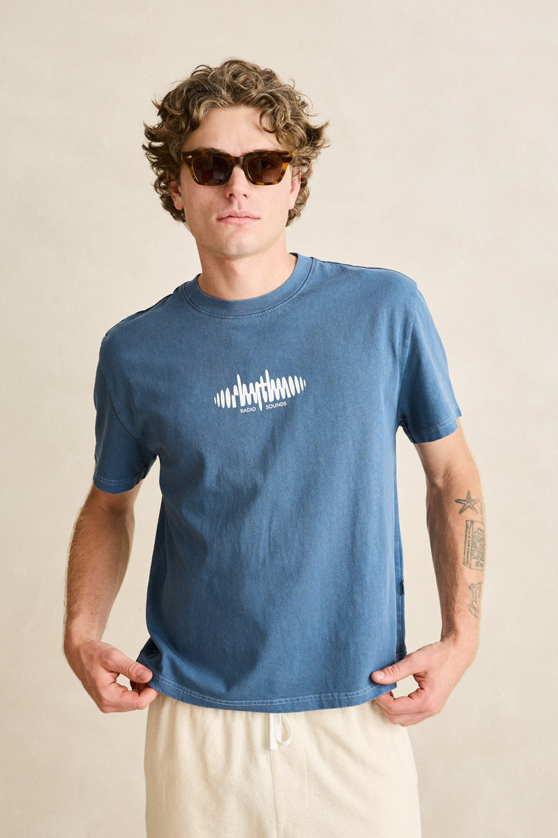 Sounds Contrast Band Ss T-Shirt Blue – Rhythm US